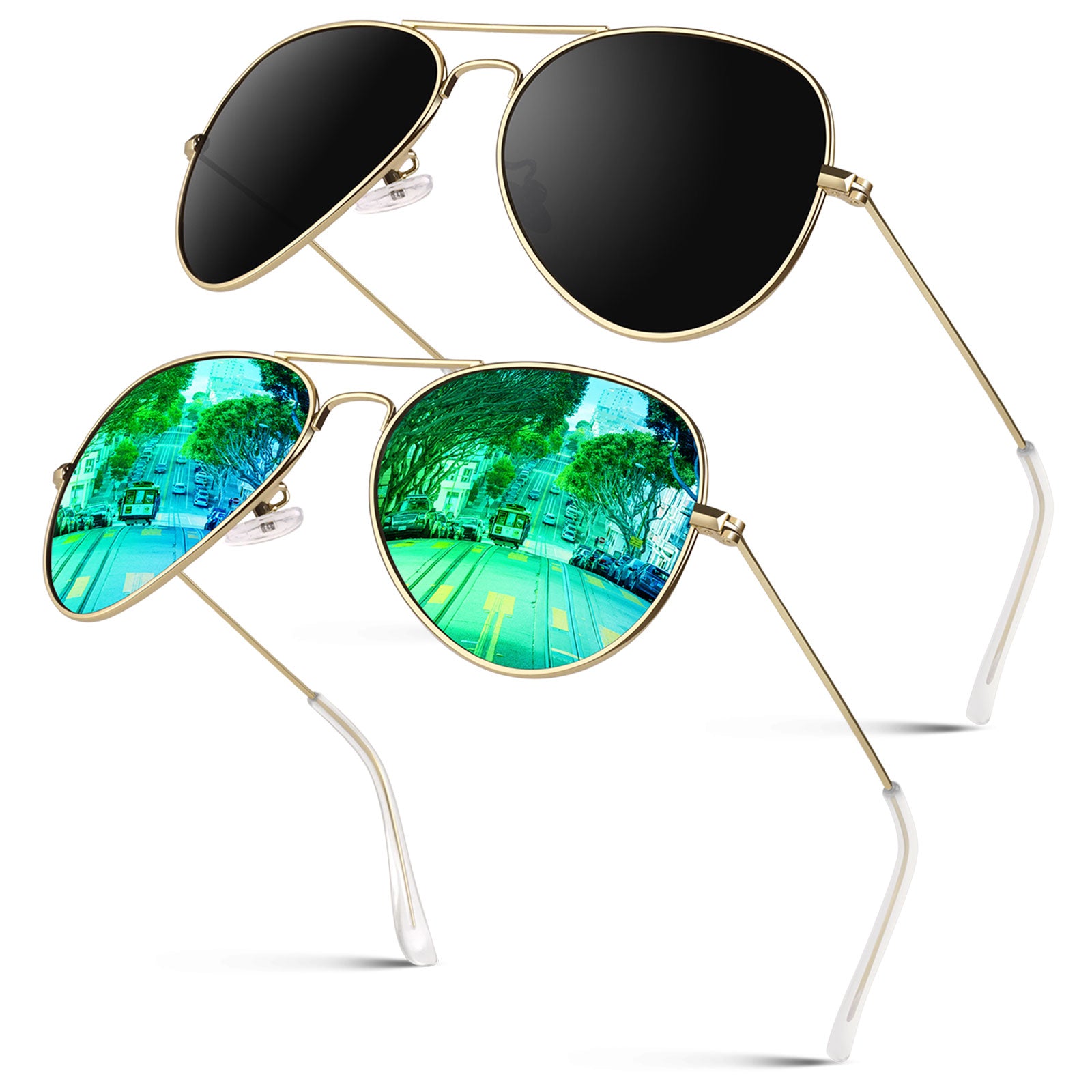 Classic Retro Aviator Polarized Mirrored Metal Sunglasses | WEAROYO