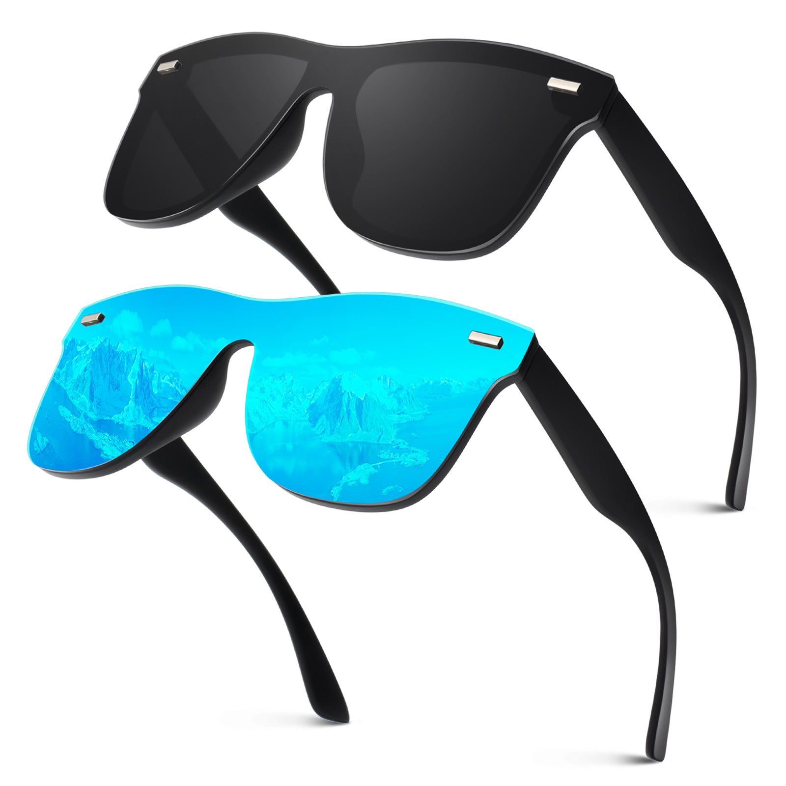 WEAROYO Trendy Polarized Men Sunglasses Flat One Piece Shades for ...